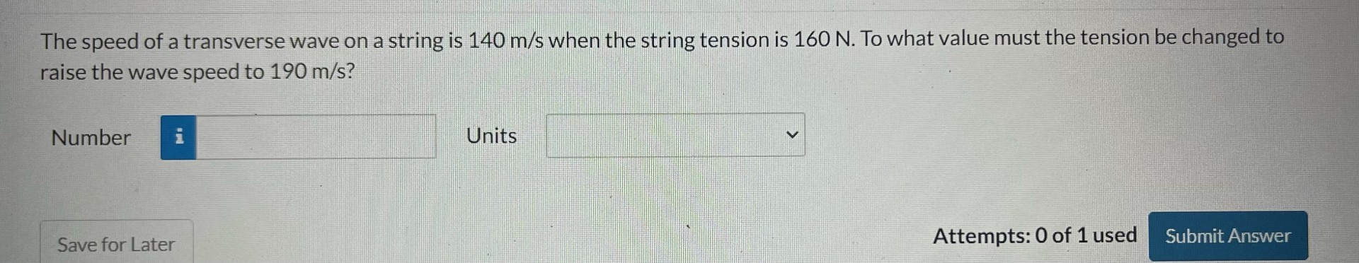 Solved The speed of a transverse wave on a string is 140ms | Chegg.com