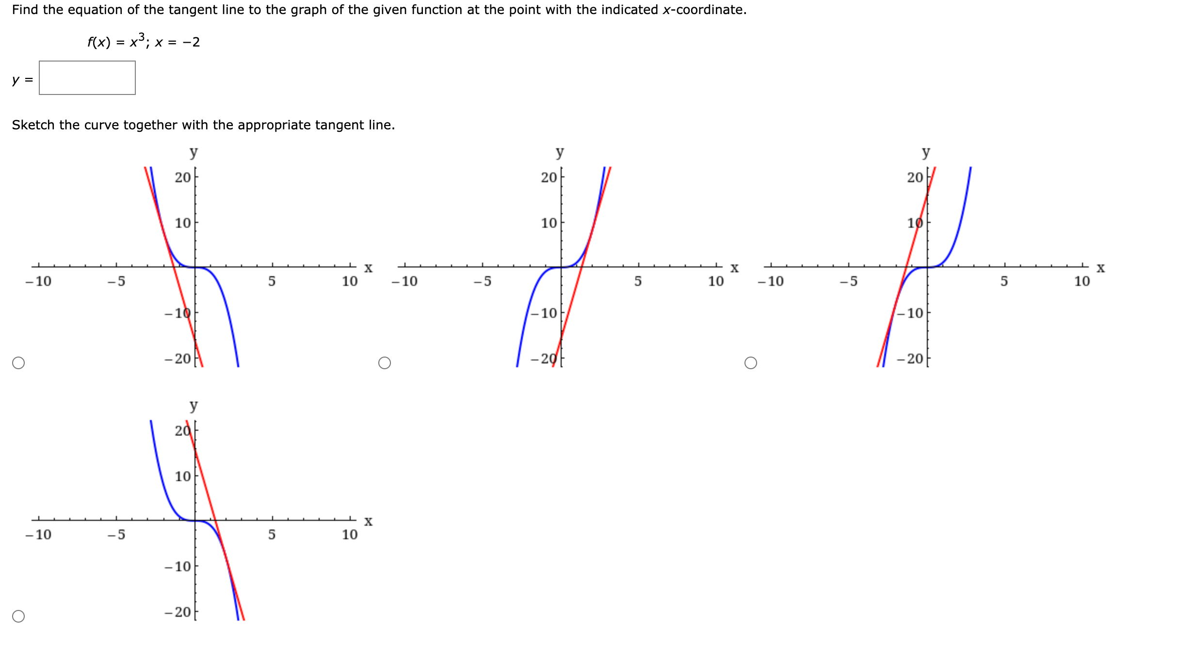 Solved f(x)=x3;x=−2 y= Sketch the curve together with the | Chegg.com