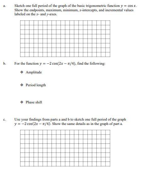 Solved a. Sketch one full period of the graph of the basic | Chegg.com