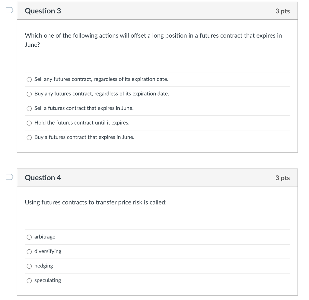 Solved Which one of the following actions will offset a long | Chegg.com