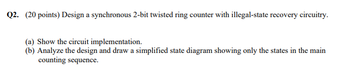 Solved Q2. (20 points) Design a synchronous 2-bit twisted | Chegg.com