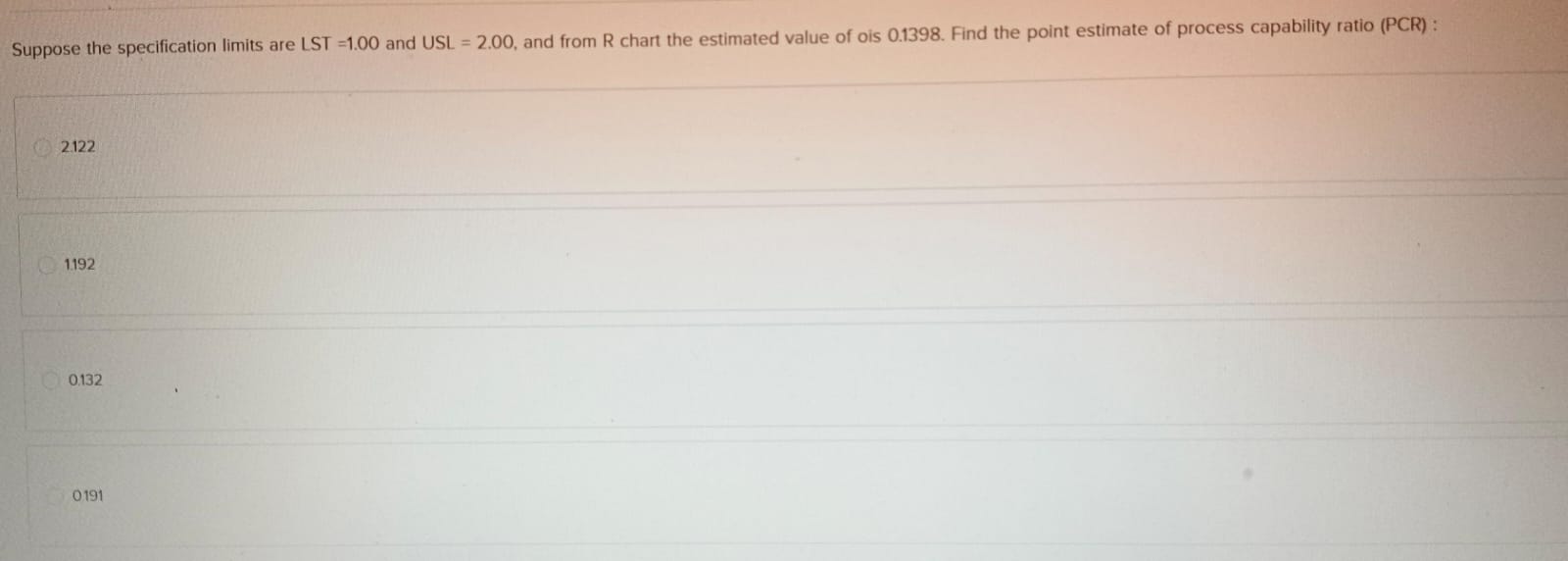 Solved Suppose the specification limits are LST =1.00 ﻿and | Chegg.com