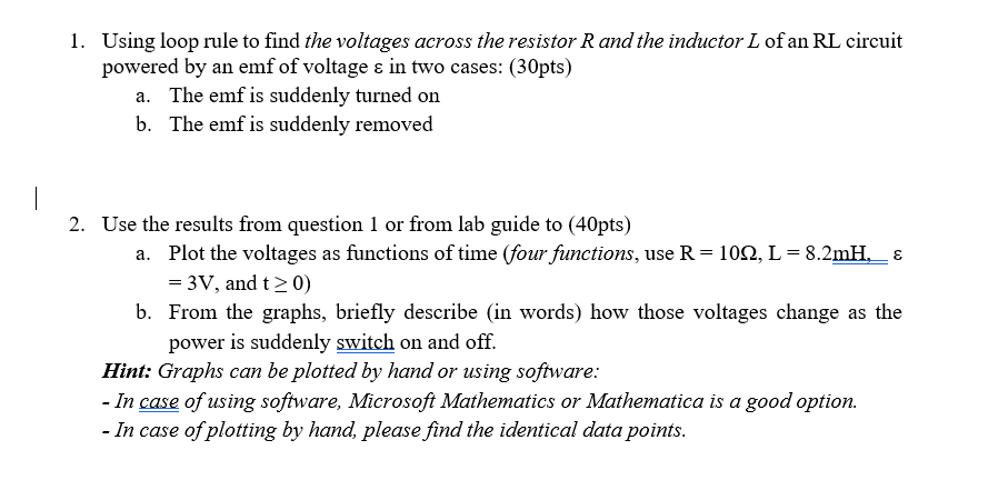 Solved 1. Using loop rule to find the voltages across the | Chegg.com