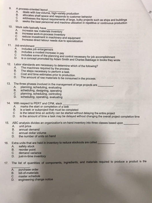 Solved Just choose the correct Alphabets among the A,B, C & | Chegg.com