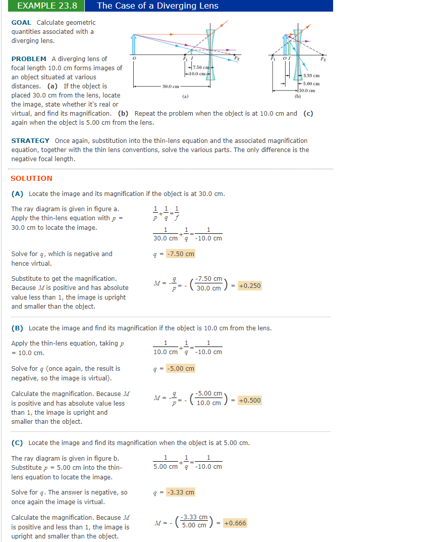 Solved EXAMPLE 23.8 The Case of a Diverging Lens GOAL | Chegg.com