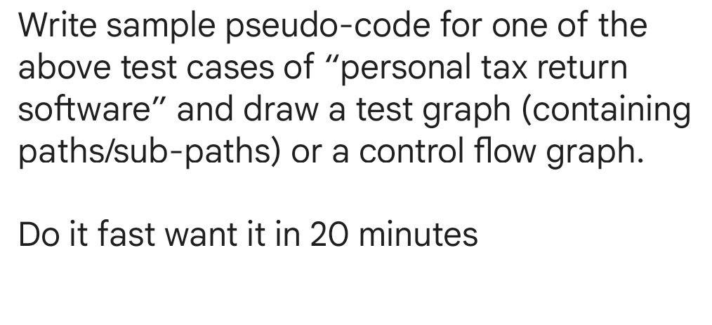 Write sample pseudo-code for one of the above test | Chegg.com