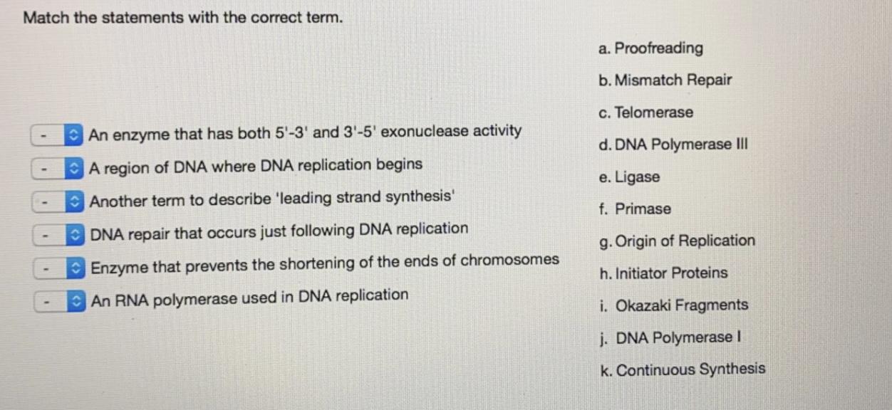 Solved Match the statements with the correct term. a. | Chegg.com