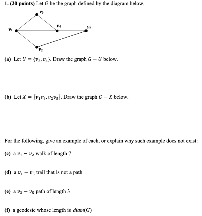 Solved 1. ( 20 points) Let G be the graph defined by the | Chegg.com Solved 1. ( 20 points) Let G be the graph defined by the | Chegg.com