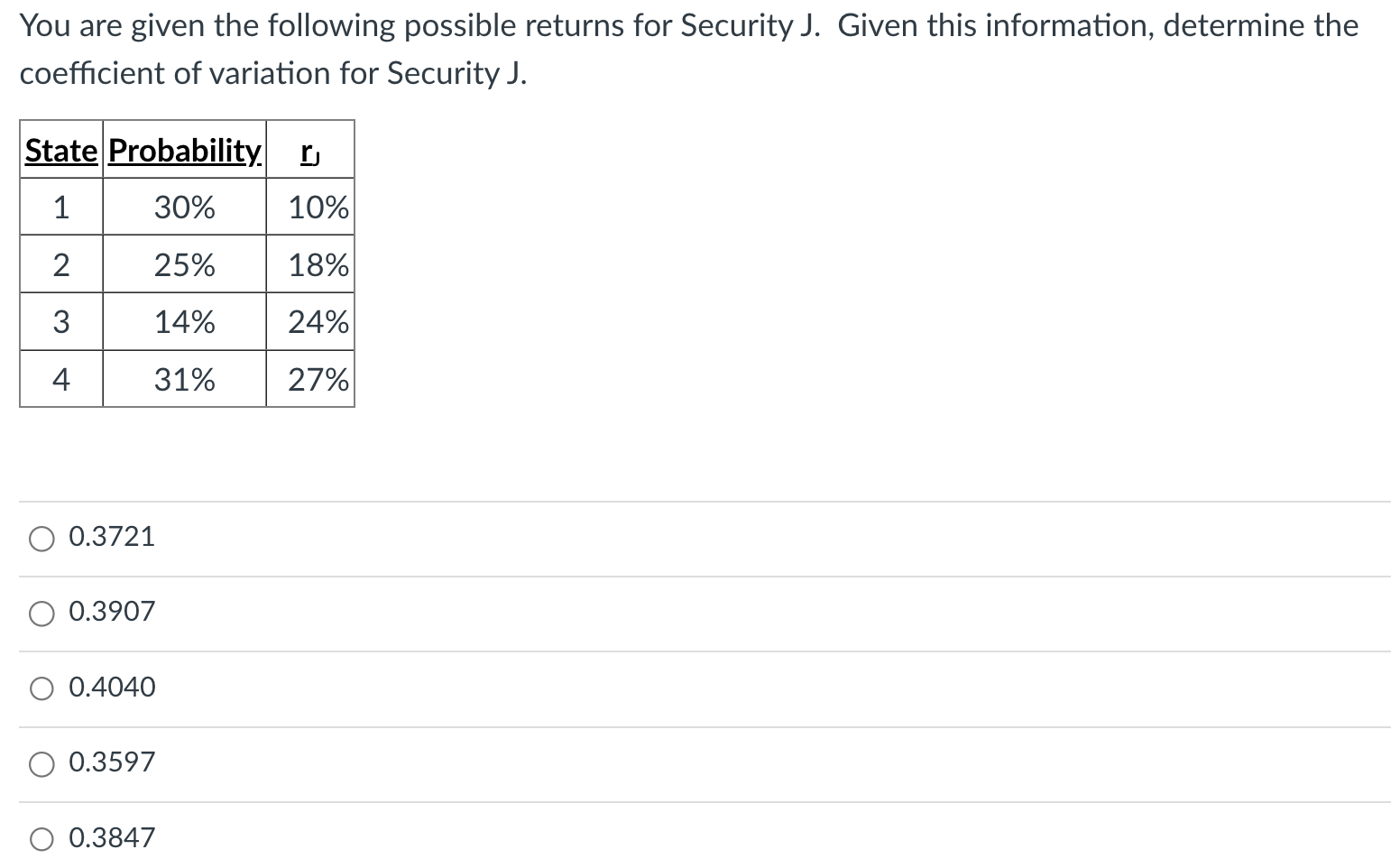 Solved You are given the following possible returns for | Chegg.com