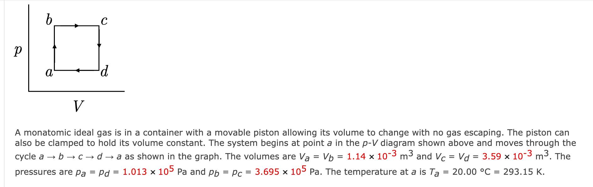Solved A monatomic ideal gas is in a container with a | Chegg.com