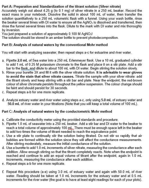 Solved Part A: Preparation and Standardization of the | Chegg.com