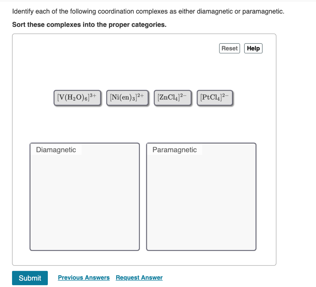 Solved Identify each of the following coordination complexes | Chegg.com
