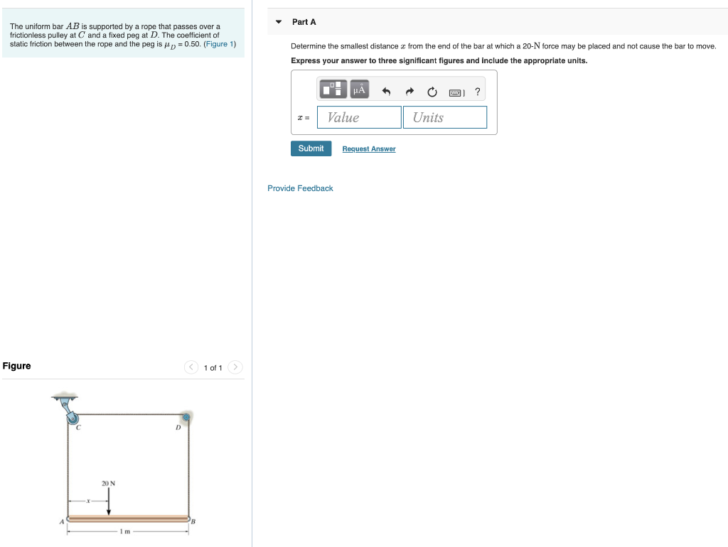 Solved Part A The uniform bar AB is supported by a rope that | Chegg.com
