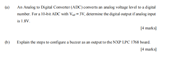Solved (a) An Analog to Digital Converter (ADC) converts an | Chegg.com