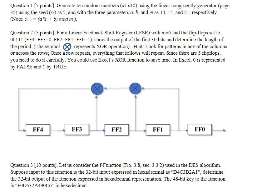 Solved Question 1 [5 points]. Generate ten random numbers ( | Chegg.com