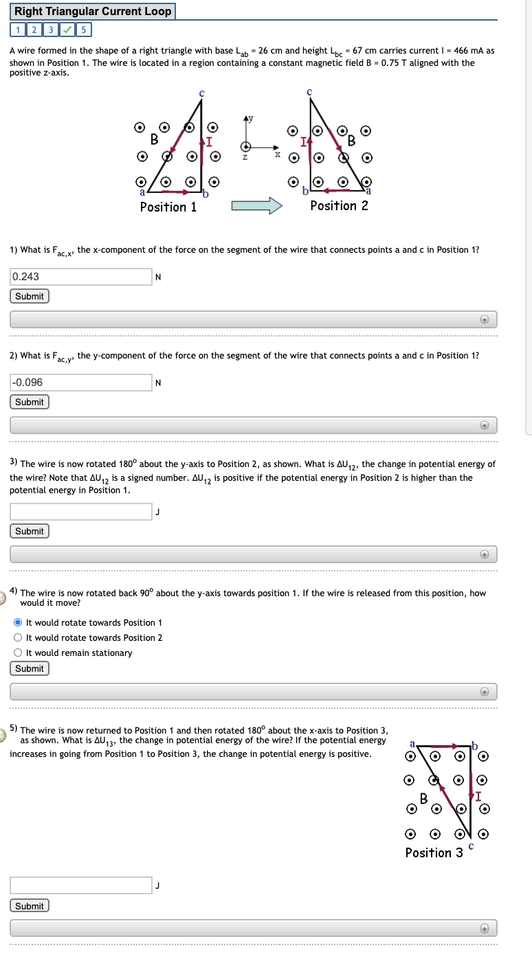 Solved Right Triangular Current Loop 1 2375 A wire formed in | Chegg.com