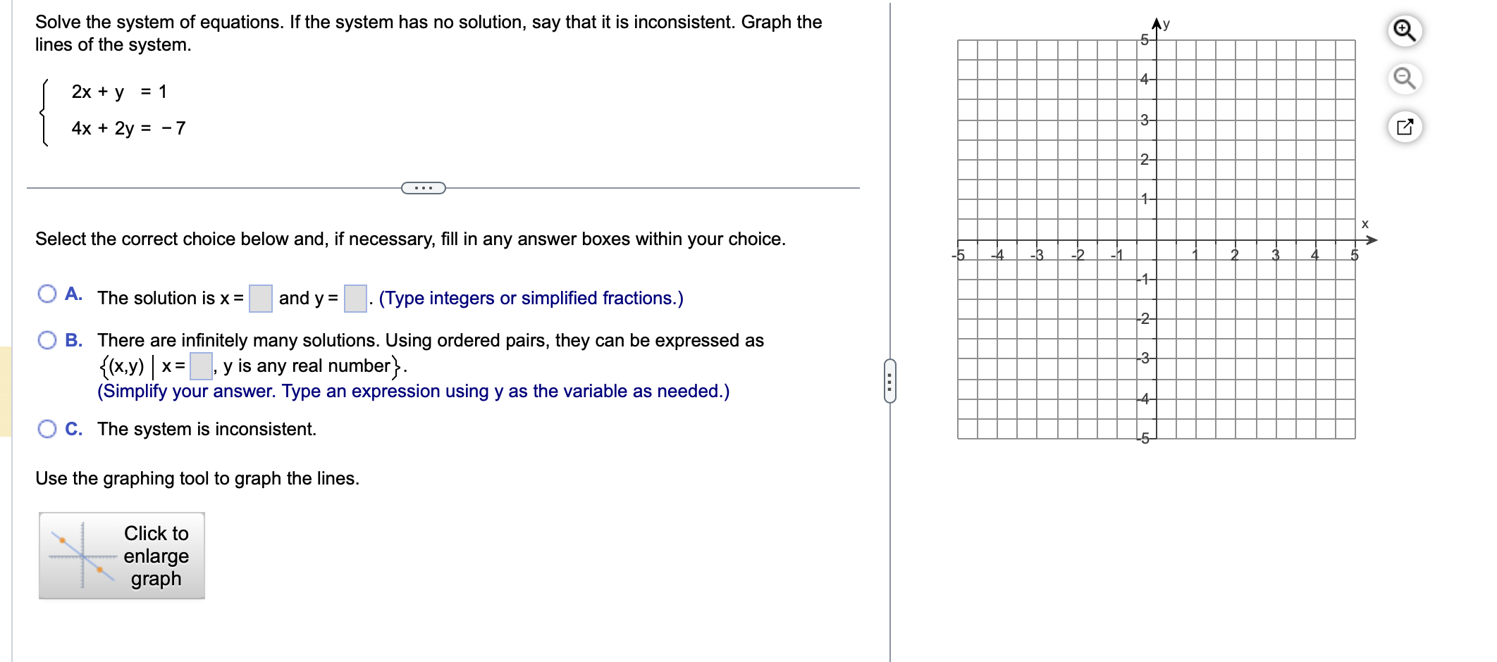 Solved Solve the system of equations. If the system has no | Chegg.com