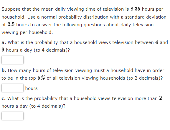 Solved Suppose that the mean daily viewing time of | Chegg.com