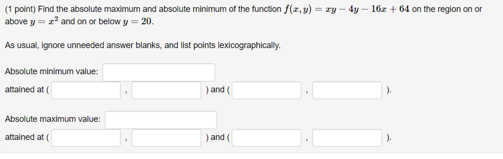 Solved 1 Point Find The Absolute Maximum And Absolute Chegg