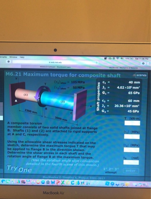 Solved M6.21 Maximum torque for composite shaft scen 40 mm | Chegg.com