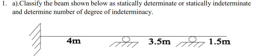 Solved 1. a).Classify the beam shown below as statically | Chegg.com