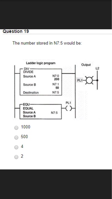 Solved Question 19 The number stored in N7:5 would be: | Chegg.com