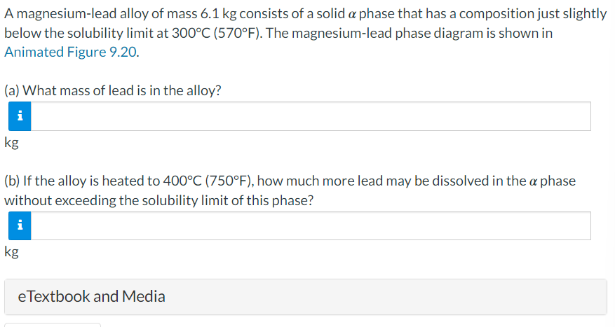 Solved A magnesium-lead alloy of mass 6.1 kg consists of a | Chegg.com