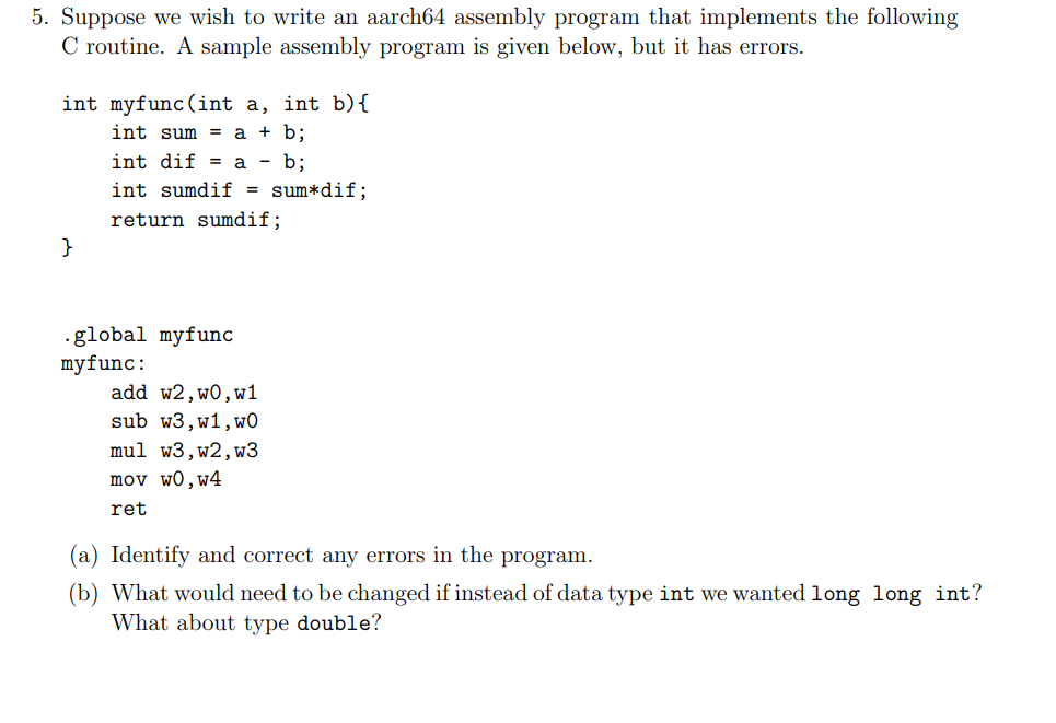 Solved Suppose we wish to write an aarch64 ﻿assembly program | Chegg.com