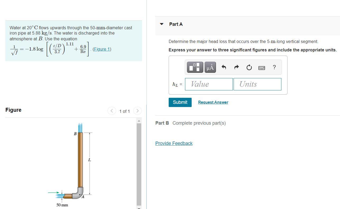 Solved Part A Water at 20°C flows upwards through the | Chegg.com