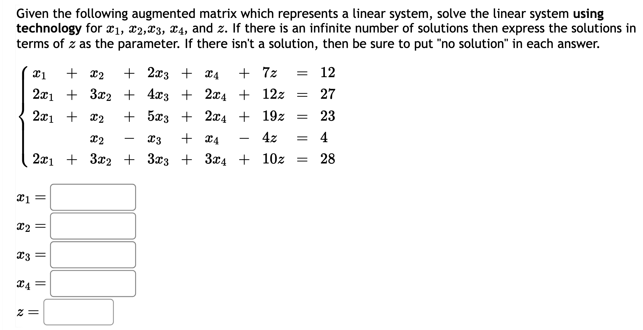 Given the following augmented matrix which represents | Chegg.com