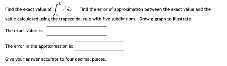 Solved Find the exact value of x?dx . Find the error of | Chegg.com