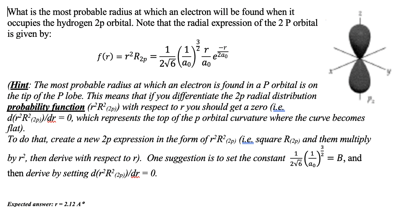Solved What Is The Most Probable Radius At Which An Electron