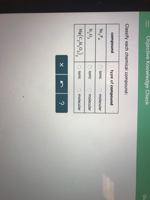 Solved Objective Knowledge Check Classify each chemical | Chegg.com