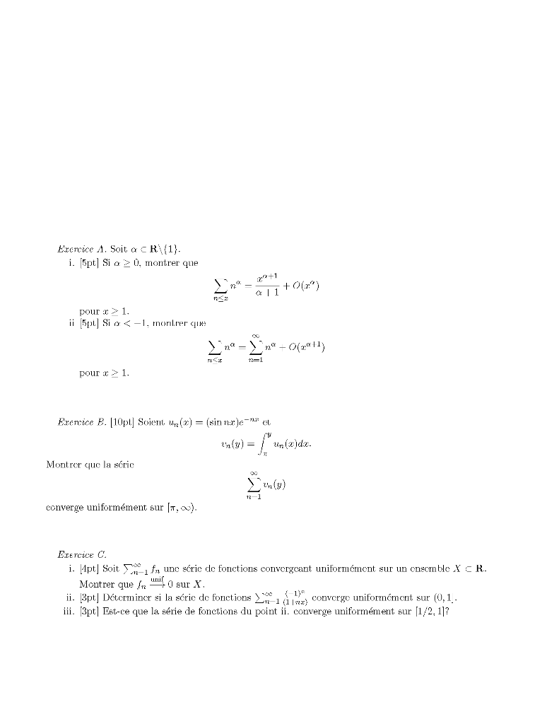 Exercice A. Soit a CR (1}. i. (5pt) Si o > 0, montrer | Chegg.com