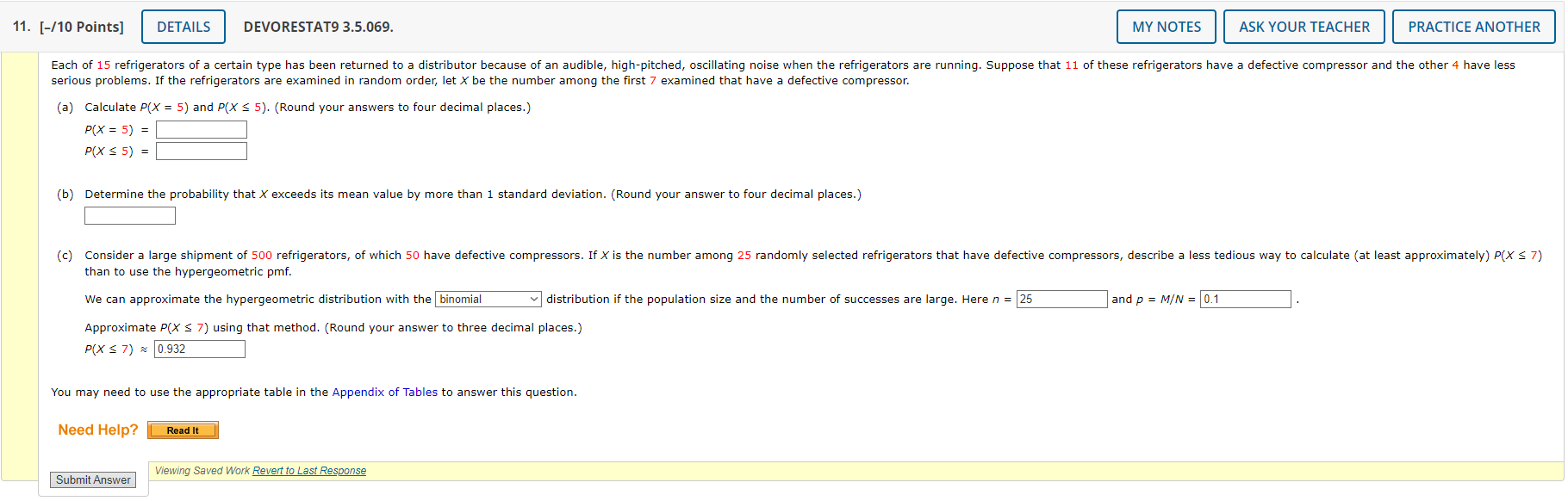 Solved [-/10 Points] DEVORESTAT9 3.5.069. serious problems. | Chegg.com
