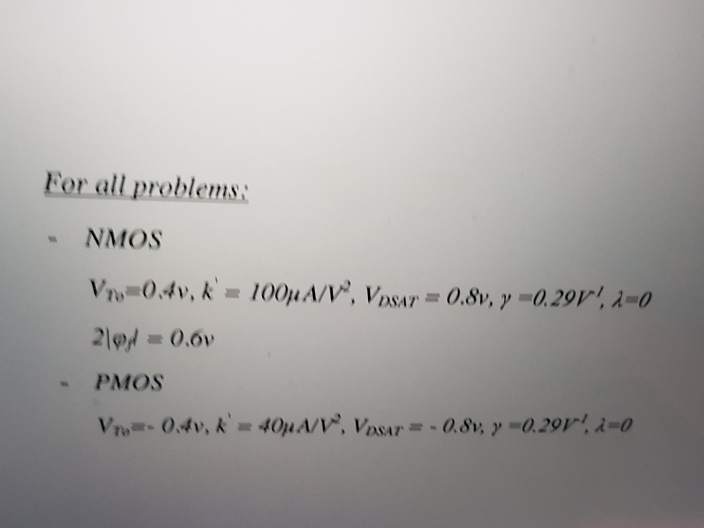 Solved 1) For the shown NMOS transistor, M1 Sketch (Ip-VDs) | Chegg.com