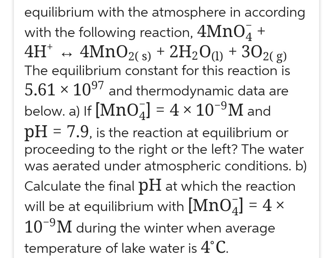 Solved equilibrium with the atmosphere in according with the | Chegg.com