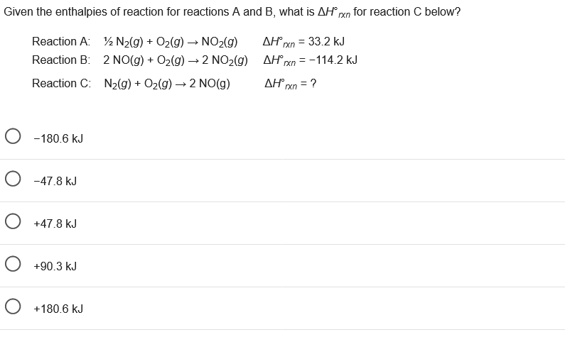 Solved Given the enthalpies of reaction for reactions A and | Chegg.com