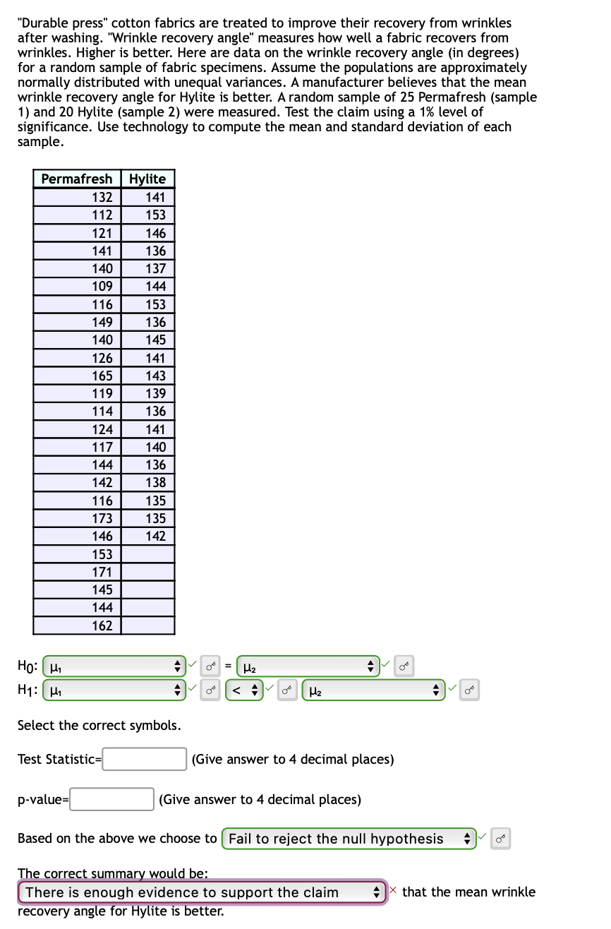 "Durable press" cotton fabrics are treated to improve | Chegg.com