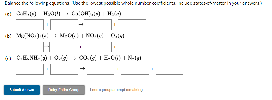 Solved Balance the following equations. (Use the lowest | Chegg.com