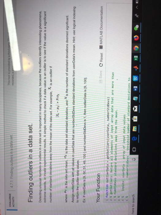 Solved CHALLENGE 4.7.1: ACTIVITY Finding outliers in a data | Chegg.com