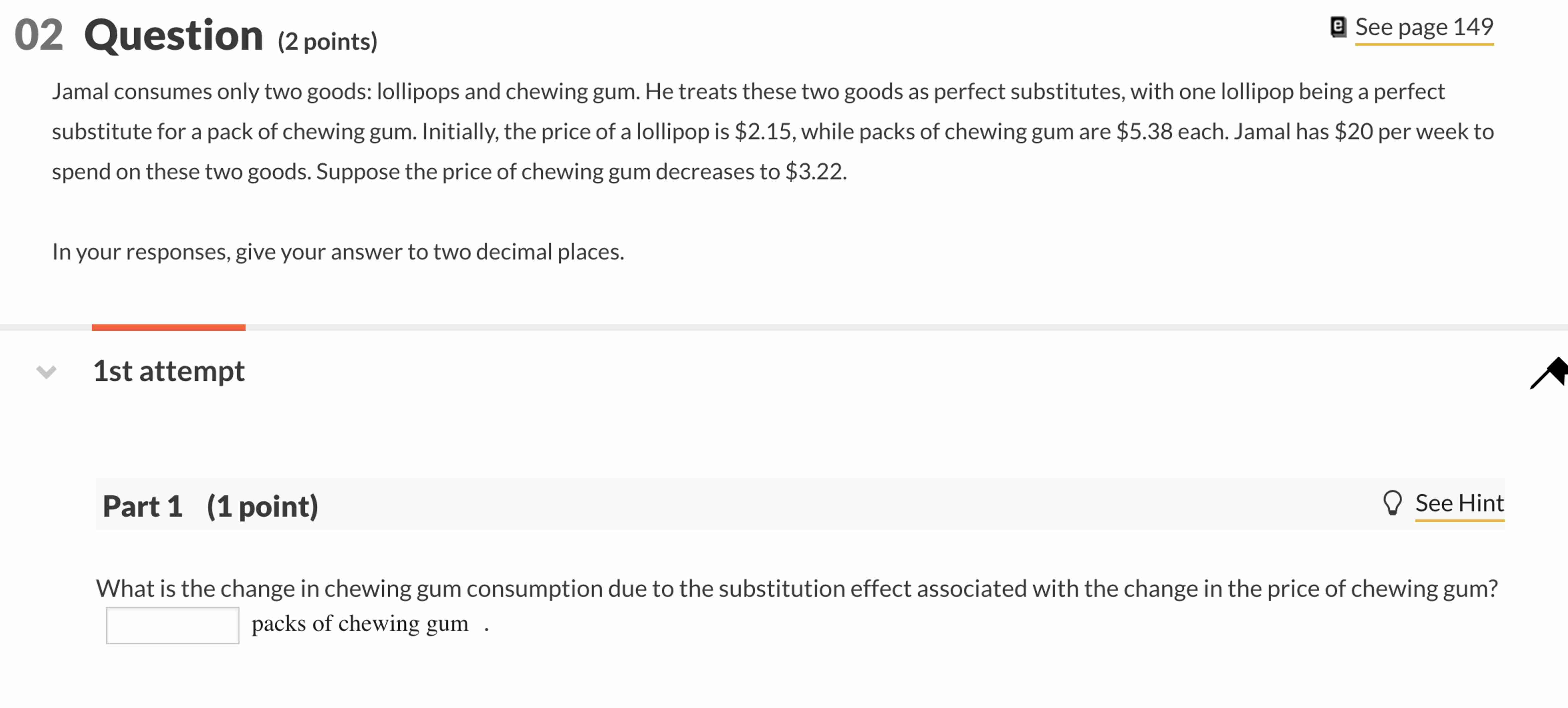Solved Part 1 (1 ﻿point)What is the change in chewing gum | Chegg.com