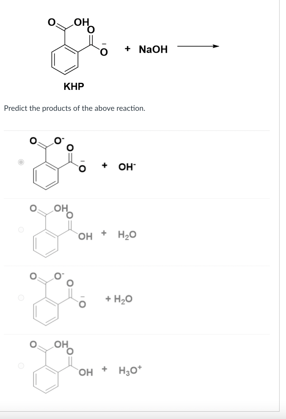 Solved +NaOH KHP Predict the products of the above | Chegg.com
