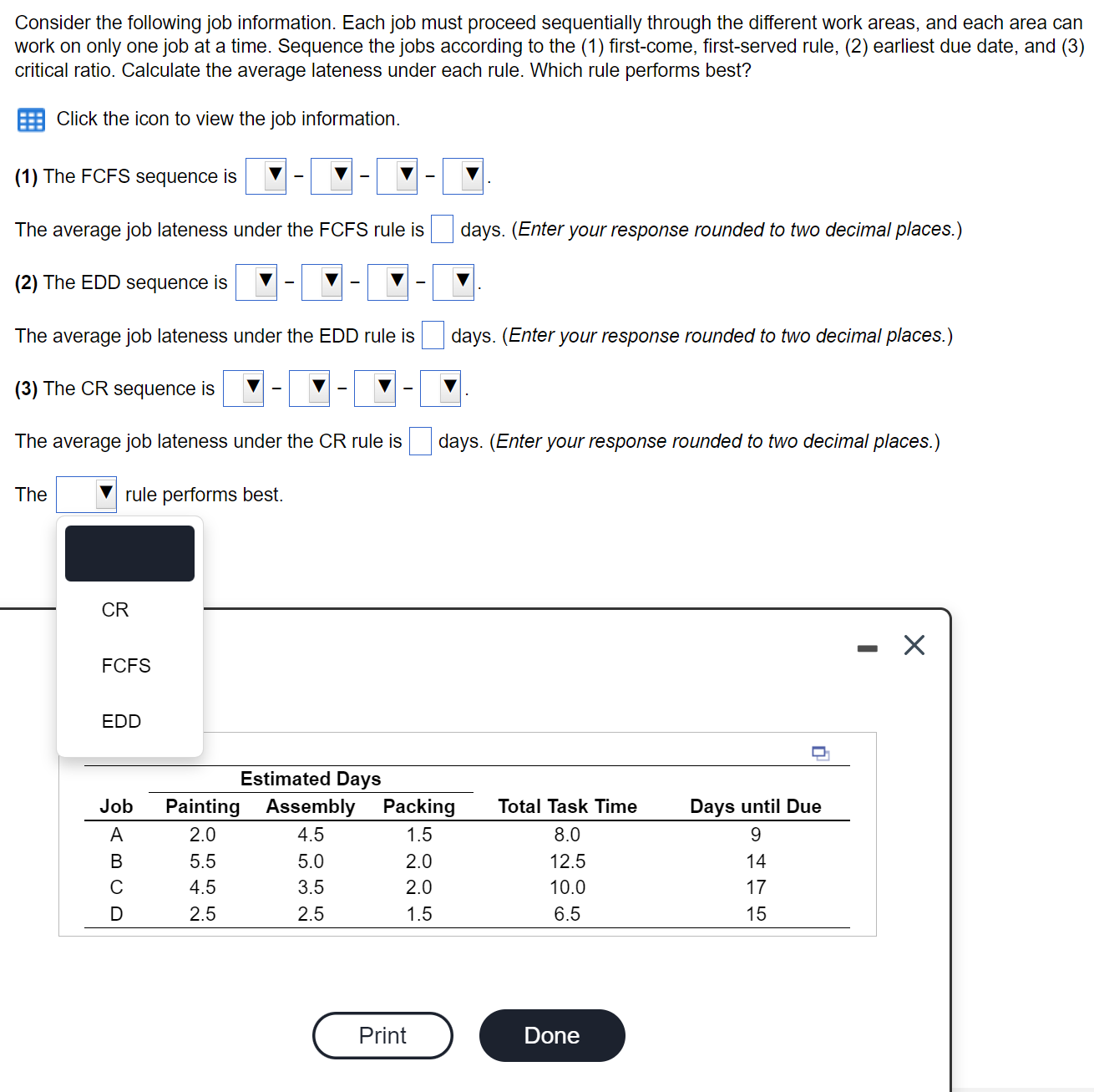 Consider the following job information. Each job must | Chegg.com