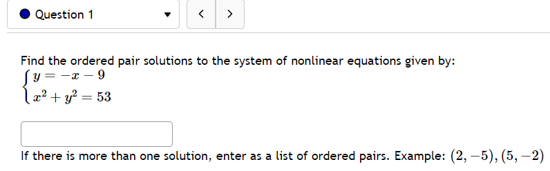 Solved Find the ordered pair solutions to the system of | Chegg.com