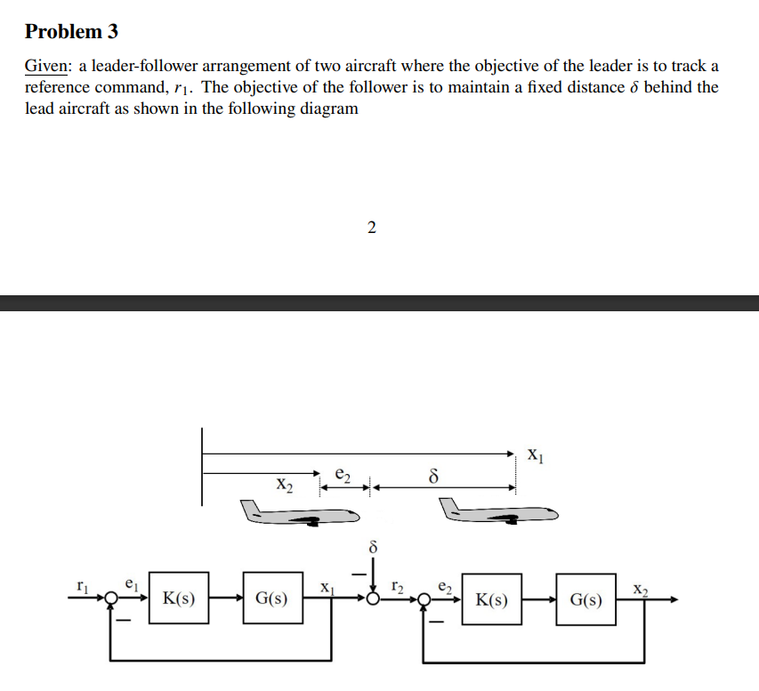 Solved Given: a leader-follower arrangement of two aircraft | Chegg.com