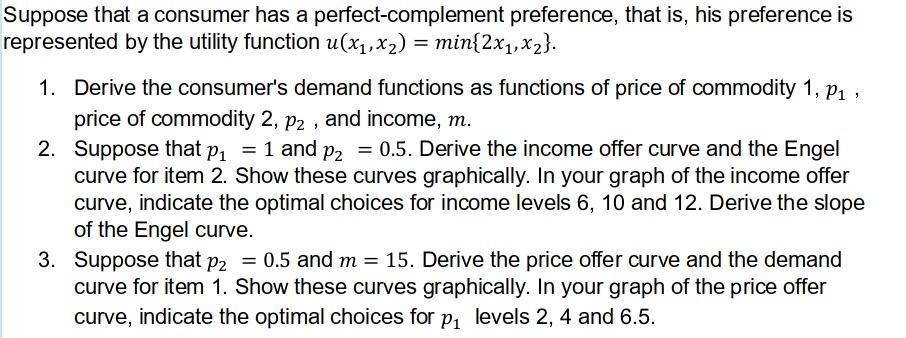 Solved Suppose that a consumer has a perfect-complement | Chegg.com