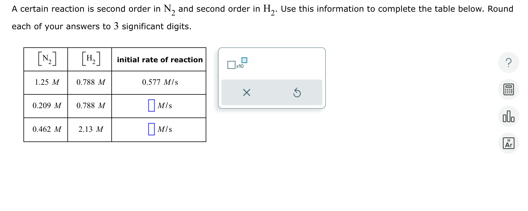 Solved A certain reaction is second order in N2 ﻿and second | Chegg.com