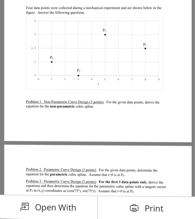 Solved Four data points were collected during a mechanical | Chegg.com