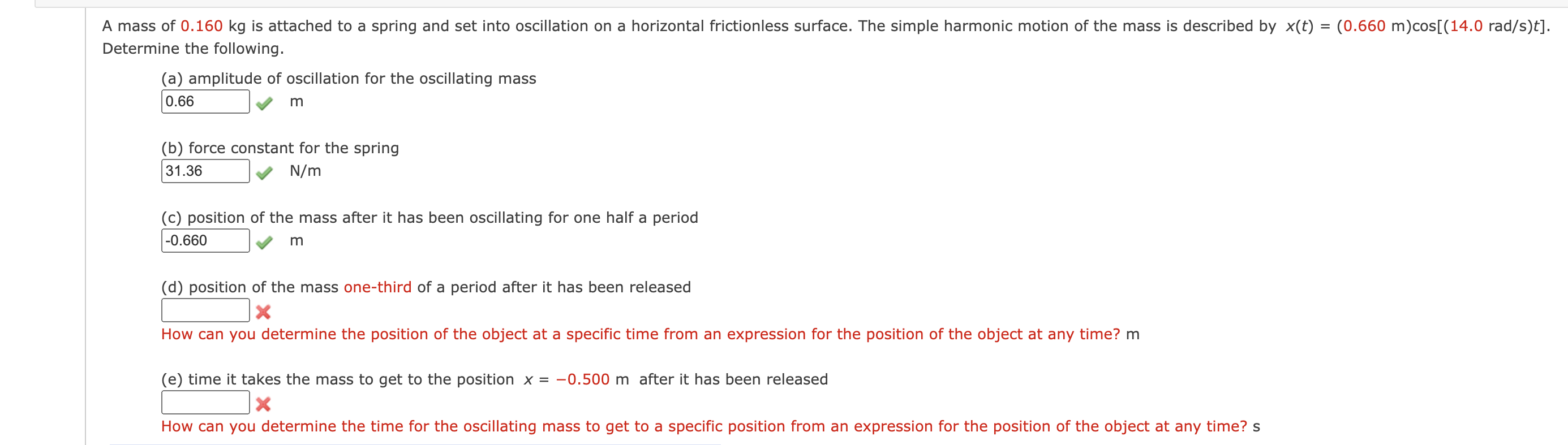 Solved Determine the following. (a) amplitude of oscillation | Chegg.com